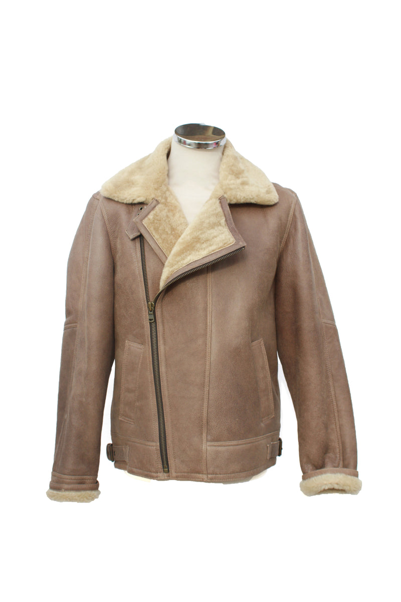 Men's Classic Cross Zip Sheepskin Jacket in Nutmeg – Lucci Leatherwear