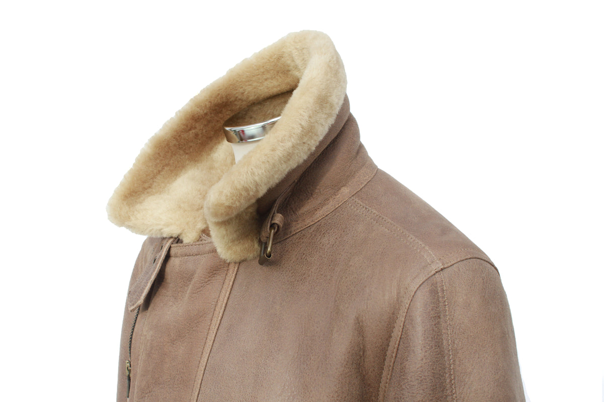 Men's Classic Cross Zip Sheepskin Jacket in Nutmeg – Lucci Leatherwear